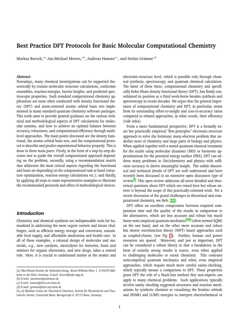 Best Practice DFT Protocols For Basic Molecular Computational Chemistry ...