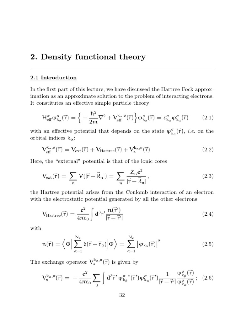 Chapter 2 | PDF | Density Functional Theory | Hamiltonian (Quantum ...