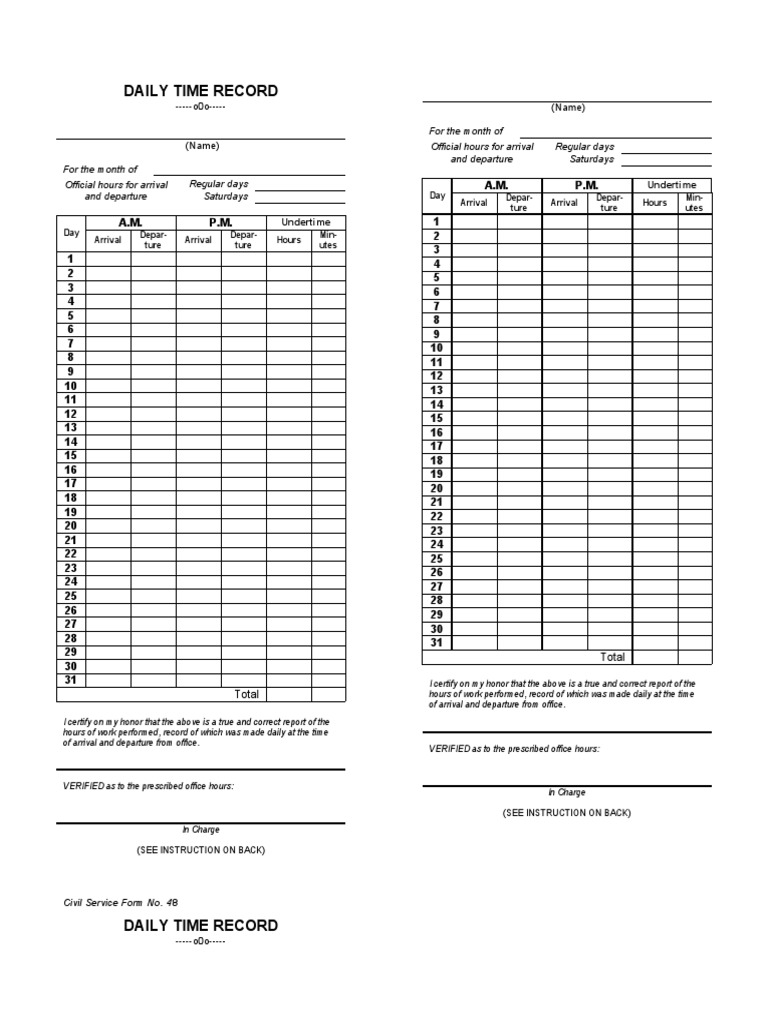 Daily Time Record (DTR) | PDF | Theory Of Computation | Theoretical ...