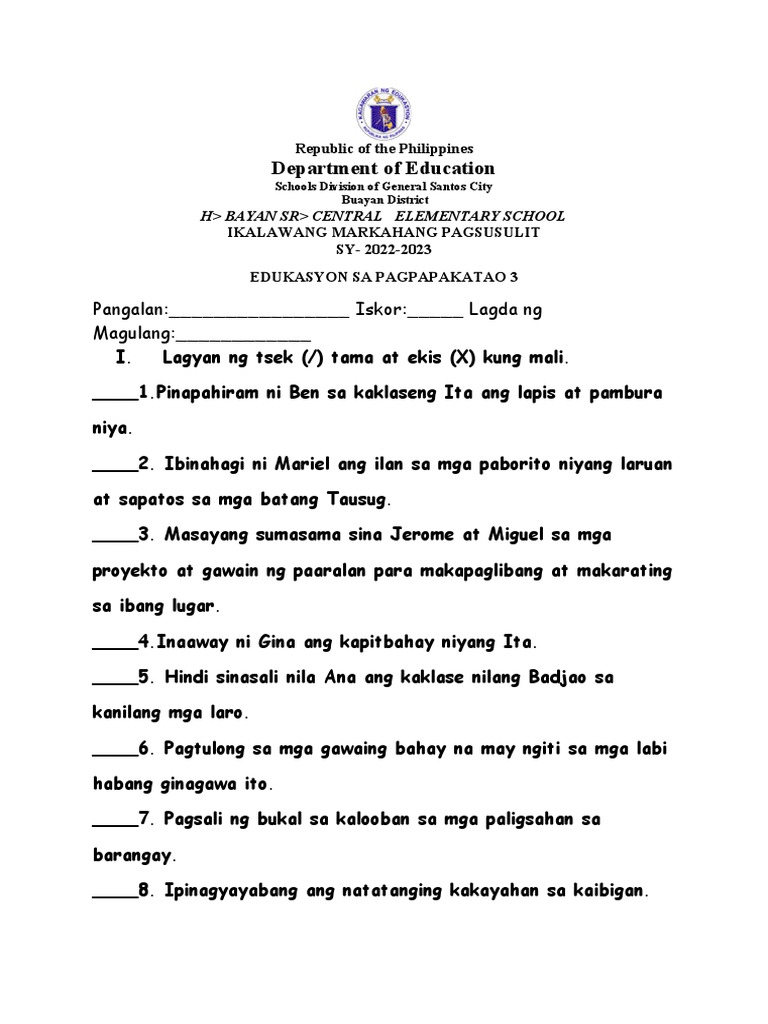 EP 2ND GRADING Periodical Exam | PDF