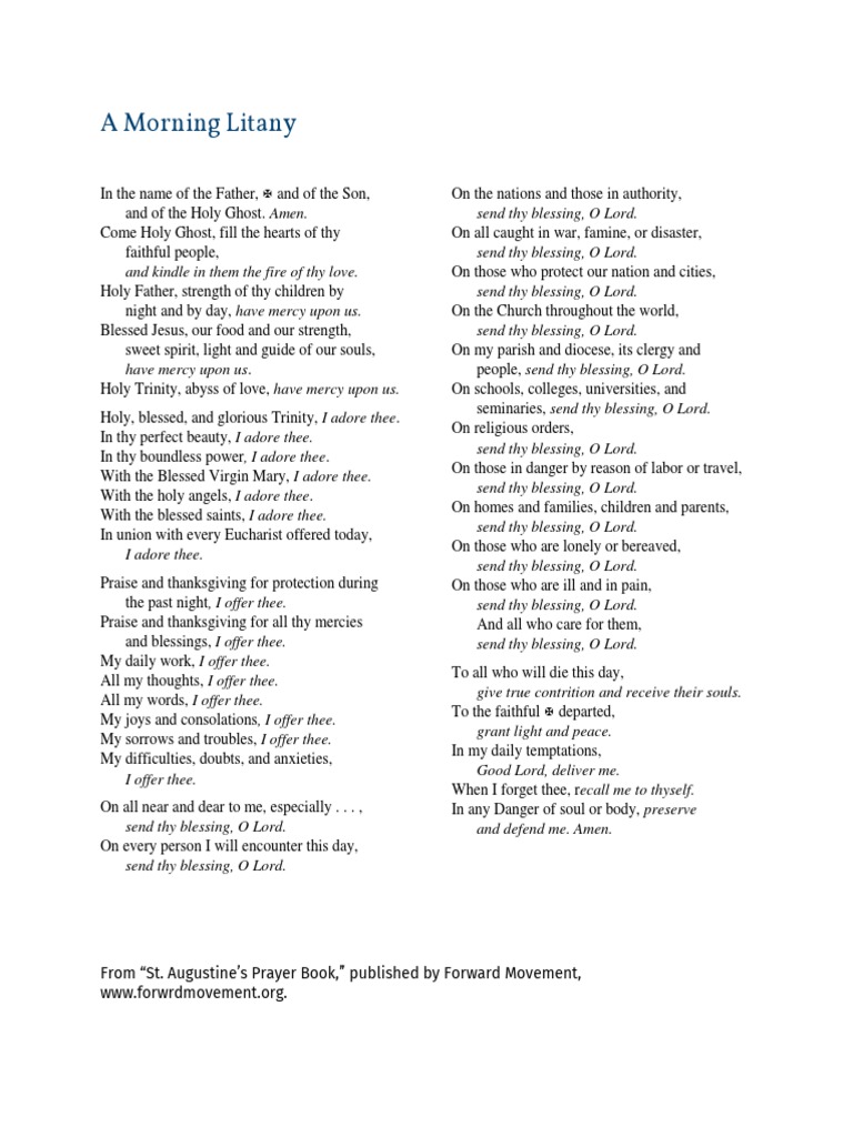 A Morning Litany | Download Free PDF | Blessing | Christian Worship And ...