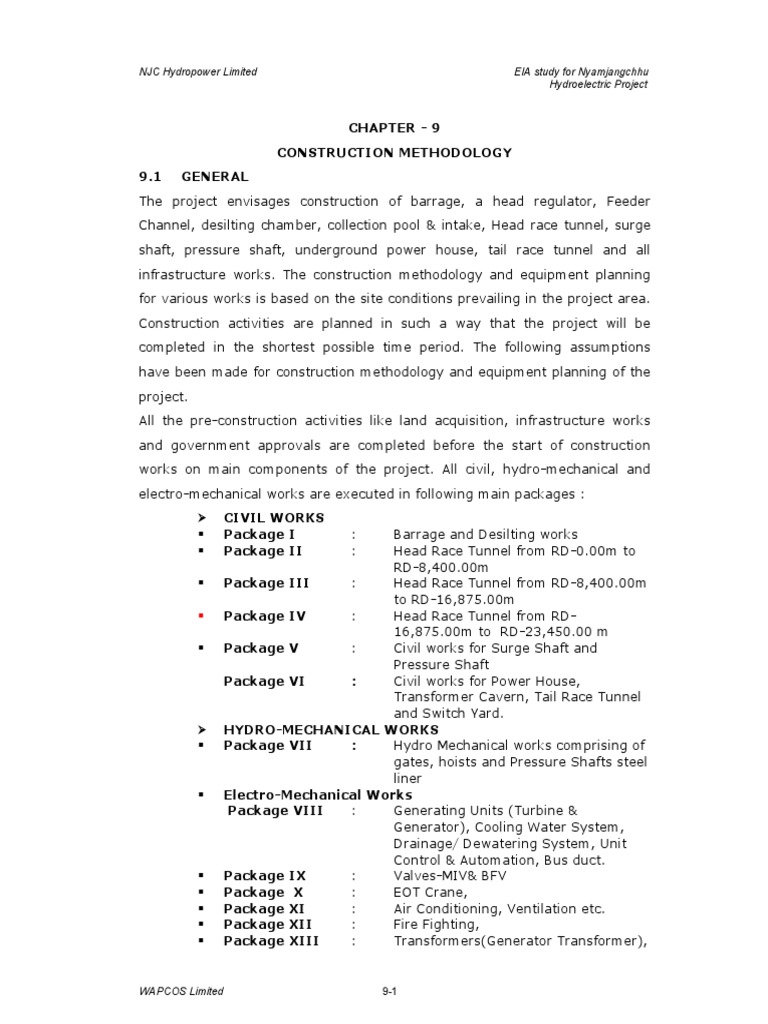 Chapter 9 Construction Methodology | PDF | Dam | Spillway