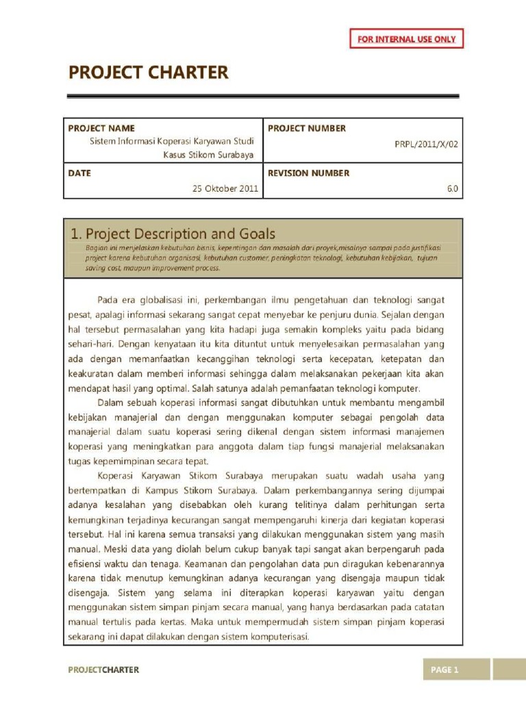 PDF Project Charter Contoh Compress | PDF