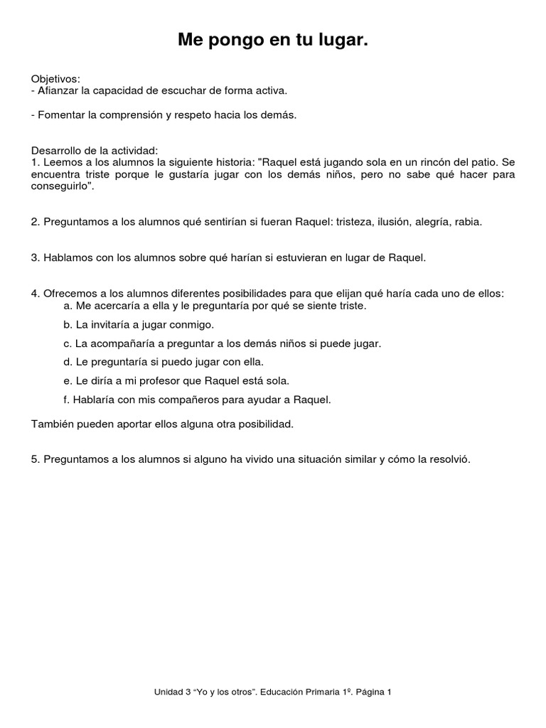Ep 1º - U3 - Me Pongo en Tu Lugar | PDF