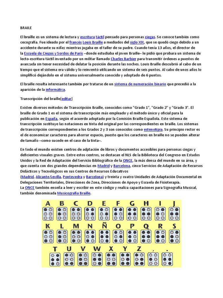 Introducción al sistema Braille | PDF | Comunicación escrita | Escritura