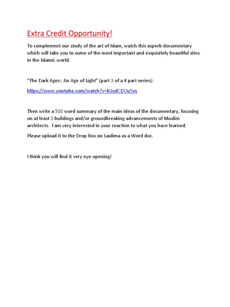 Extra Credit Assignment On Islamic Art-1 | PDF