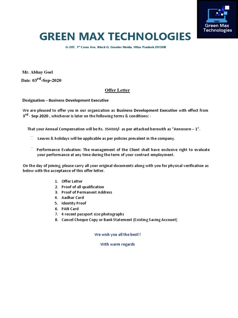 Offer - Letter-1-2 | PDF | Insurance | Business