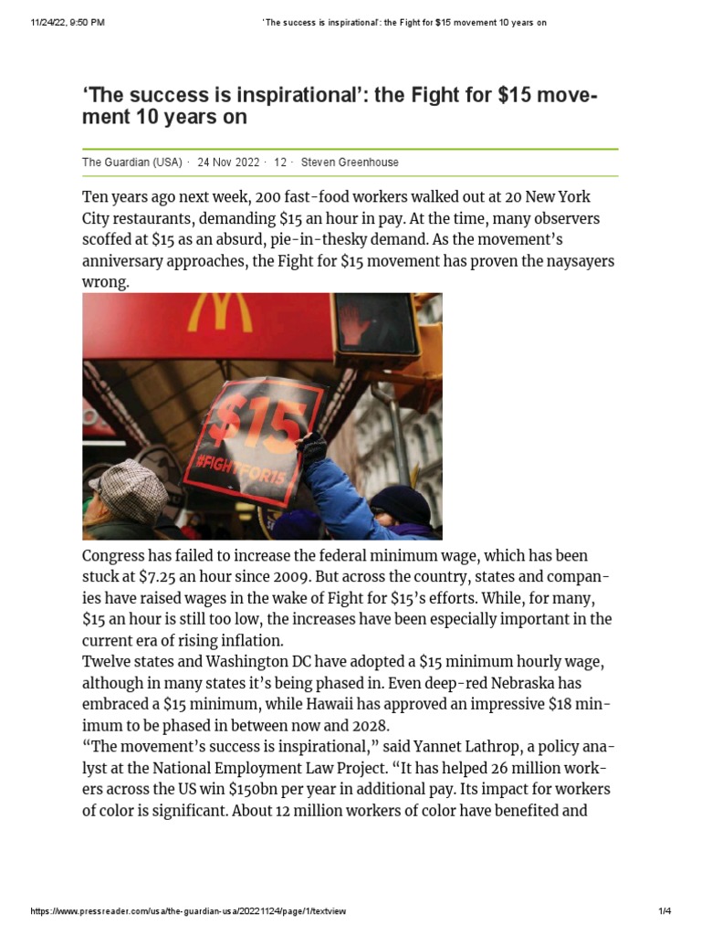 The Suc - Cess Is Inspir - A - Tional' - The Fight For $15 Move - Ment ...