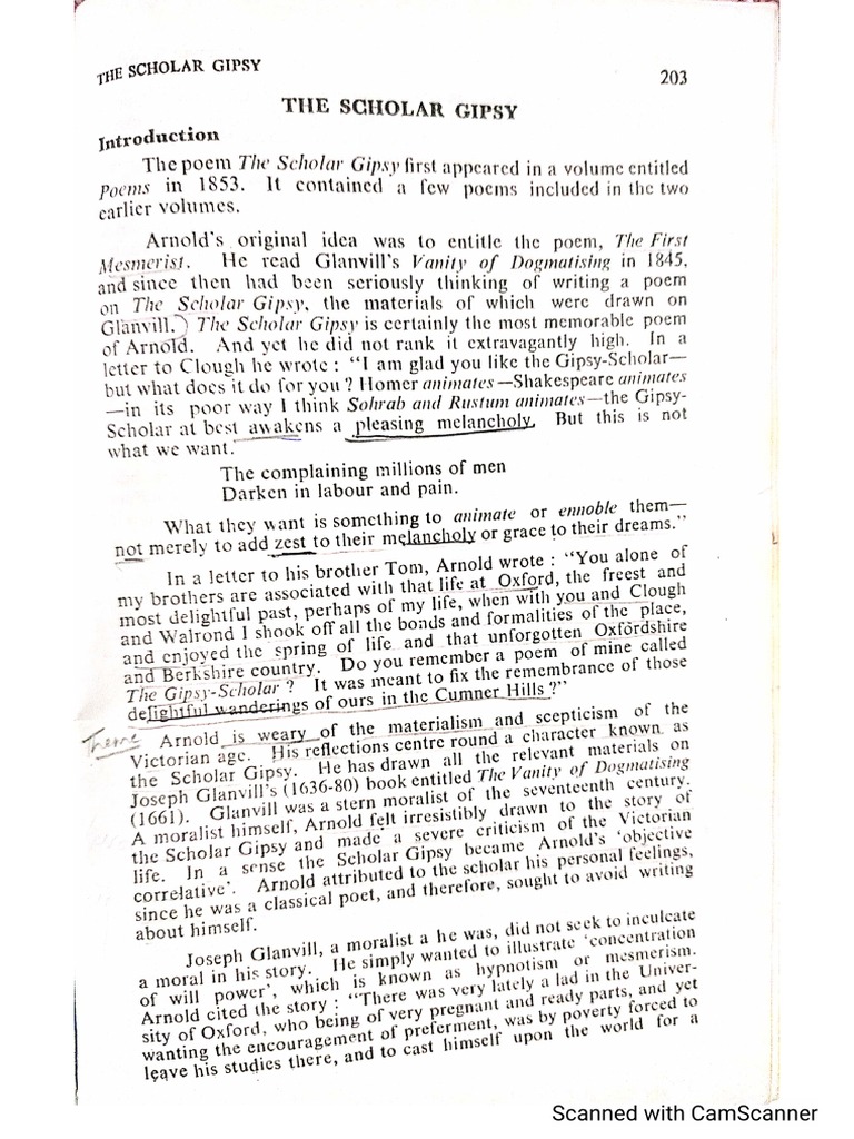 The Scholar Gypsy Pdf