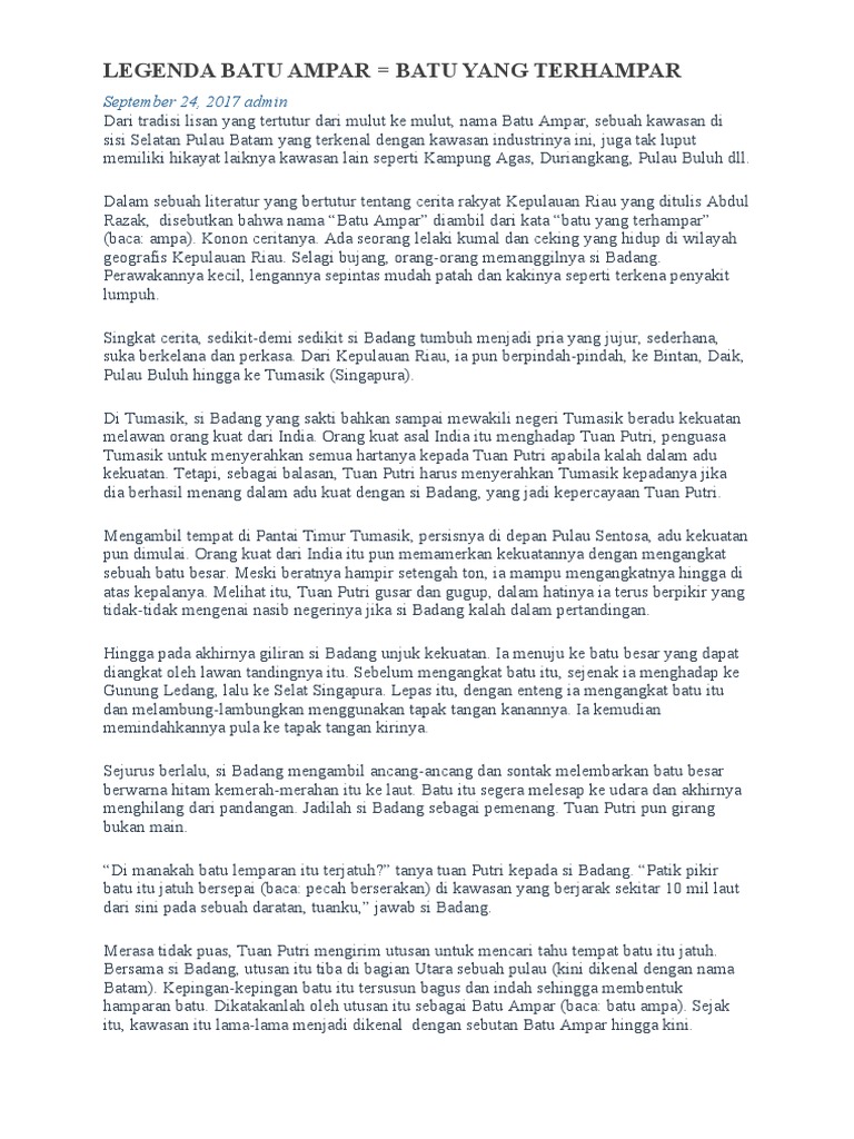Legenda Batu Ampar | PDF