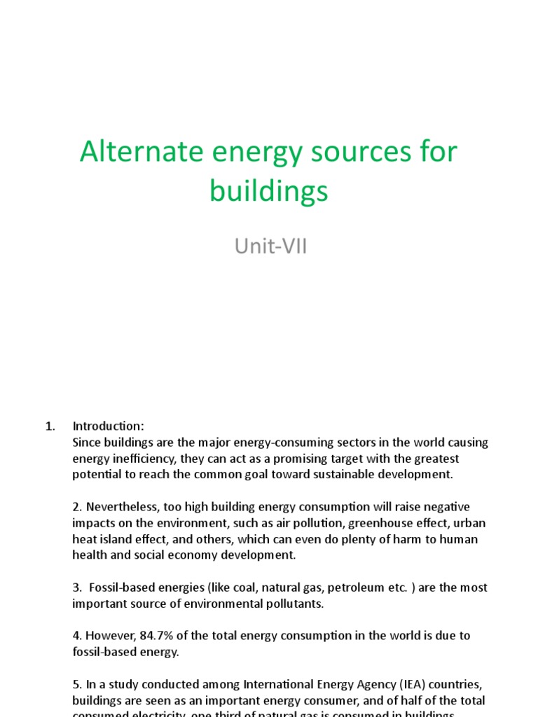 Alternate Energy Sources For Buildings | PDF | Solar Energy | Air ...