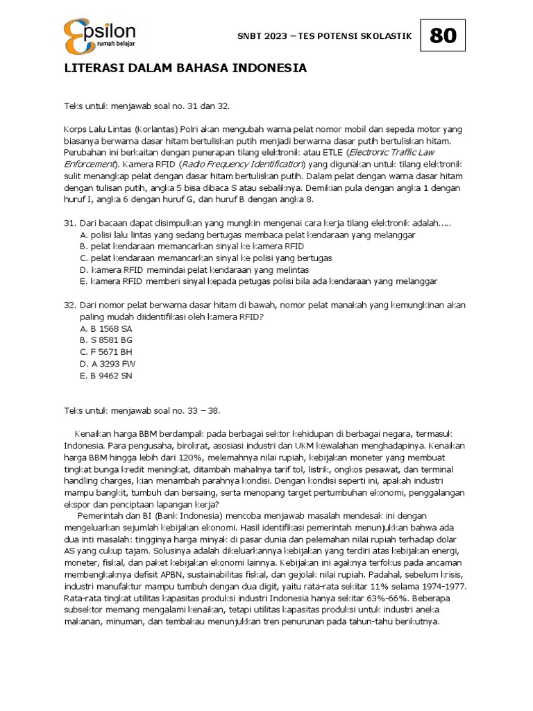 Utbk 8 - New Tps Bahasa Indonesia | PDF