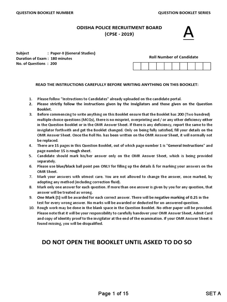 CPSE-2019 Paper - 2 | PDF