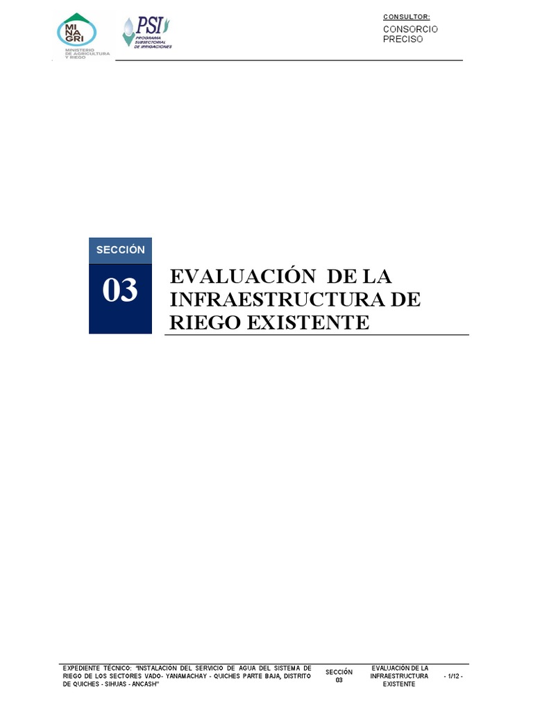 Evaluación de La Infraestructura Existente | PDF | Riego | Agua