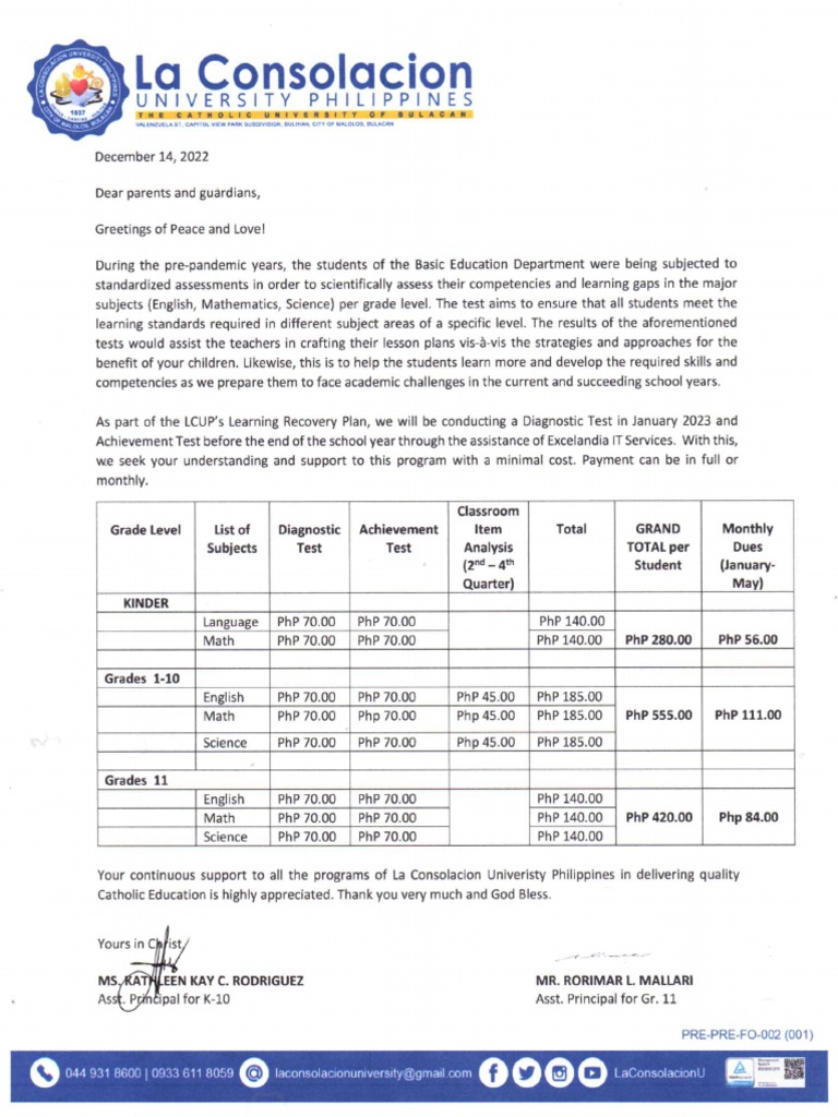 Letter To Parents Excelandia | PDF