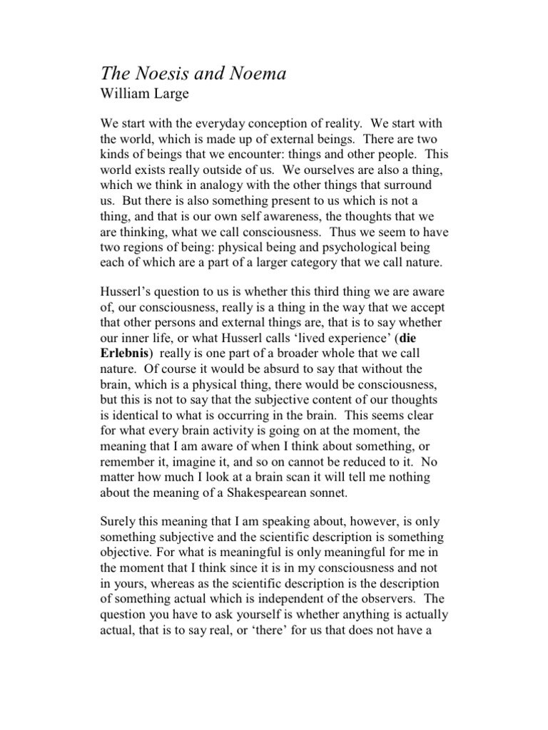 The Noesis and Noema | PDF | Phenomenology (Philosophy) | Edmund Husserl