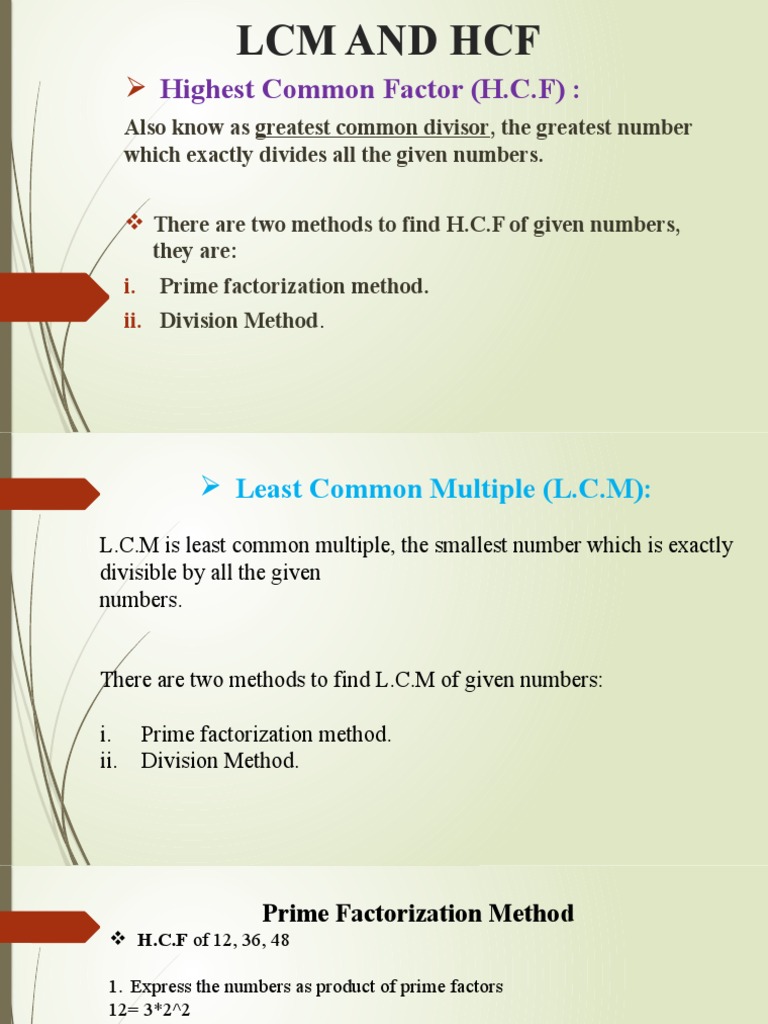 LCM and HCF | PDF | Numbers | Algebra