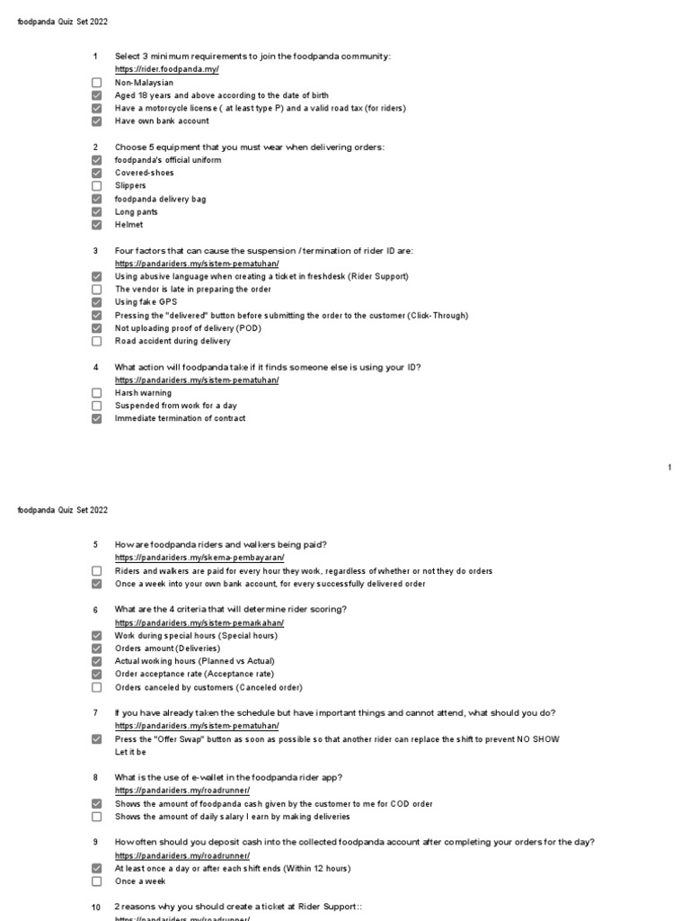 Foodpanda Quiz Set 2022 - EN | PDF | Economies Foodpanda Quiz Set 2022 - EN | PDF | Economies
