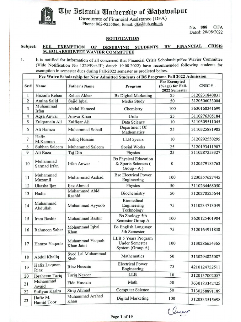 Fee Waive Fall 22 Notification 20 August | PDF