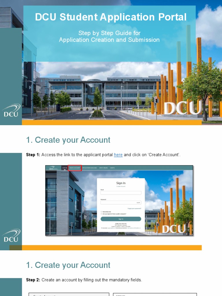 DCU Student Application Portal: Step by Step Guide For Application Creation and Submission | PDF ...