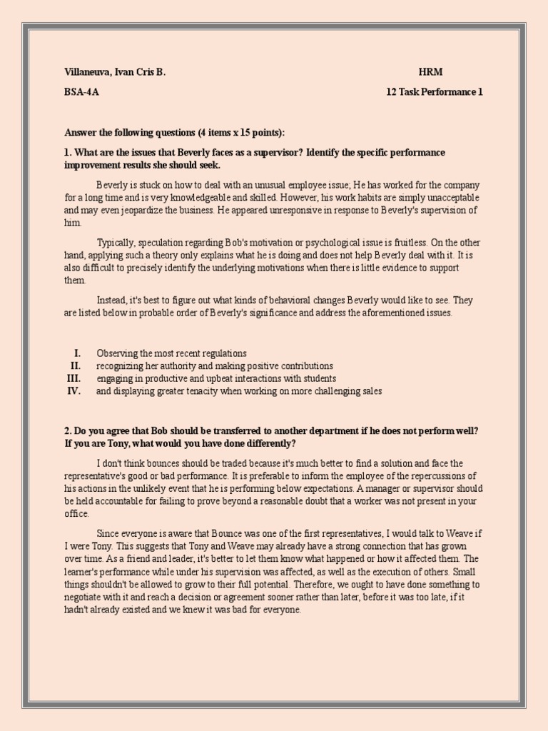 Villanueva - 1 Task Performance 1 | PDF | Motivation | Motivational