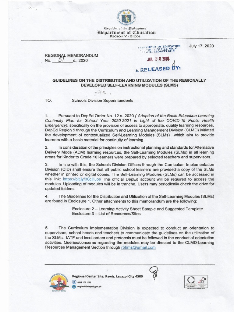 RM51 Guidelines On SLM Utilization | PDF