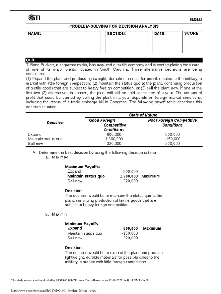 08 Problem Solving 1 | PDF | Expected Value | Analysis 08 Problem Solving 1 | PDF | Expected Value | Analysis