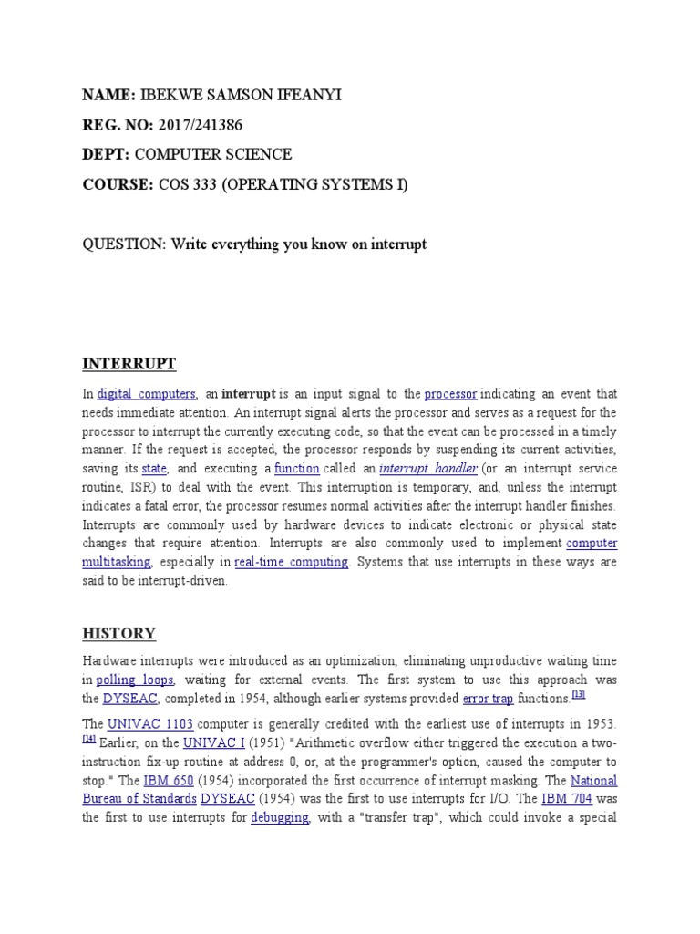 INTERRUPT | PDF | Network Interface Controller | Computer Architecture