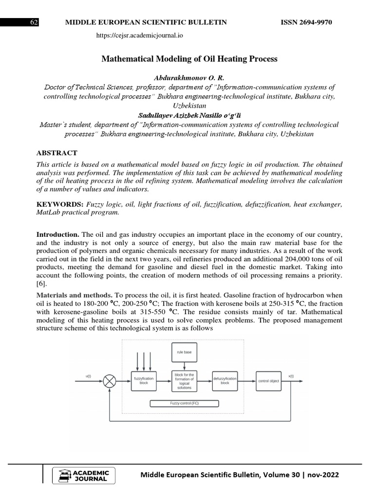Mathematical Modeling of Oil Heating Process | PDF | Heat | Petroleum