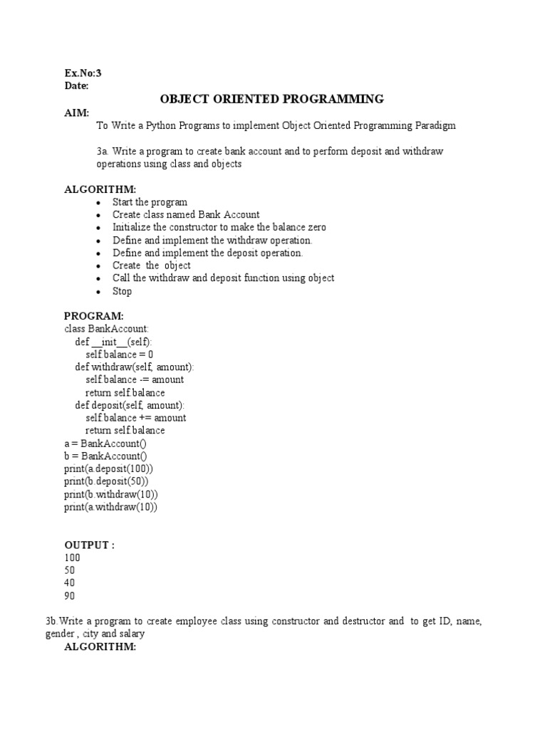 Ex No3 | PDF | Class (Computer Programming) | Programming