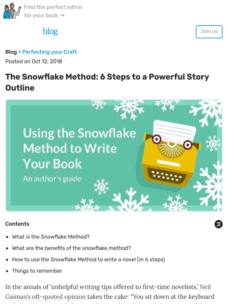 The Snowflake Method - 6 Steps To A Powerful Story Outline | PDF | Plot ...