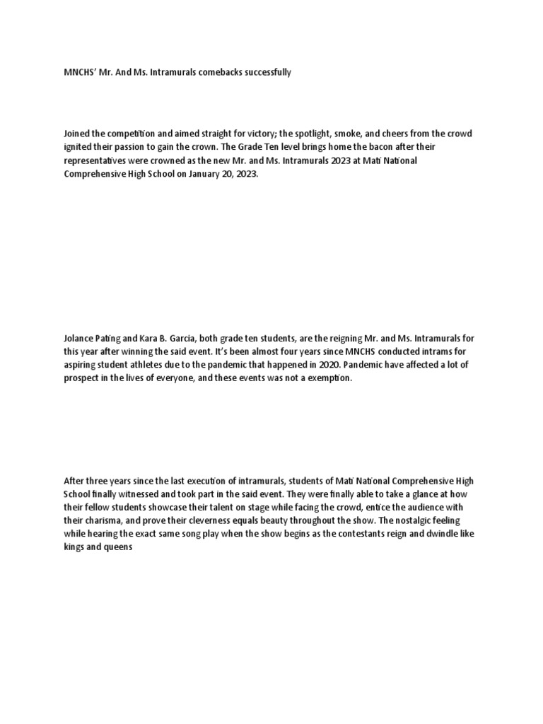 Intrams News Feature | PDF