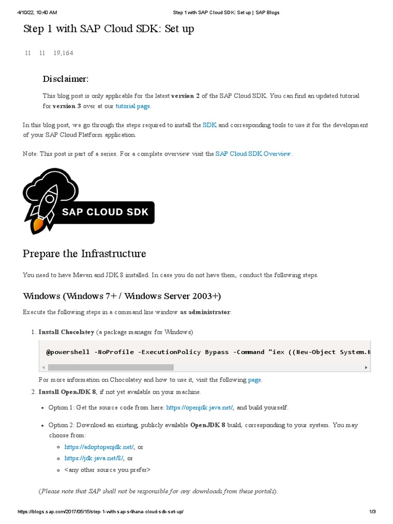 Step 1 With Sap Cloud Sdk Set Up Pdf Java Programming Language 2816
