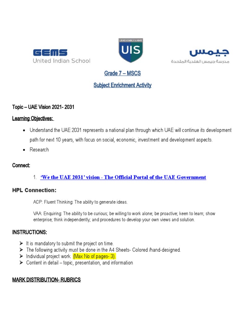 Grade 7 - UAE SST - Activity - SDP | PDF | Cognitive Psychology | Cognition