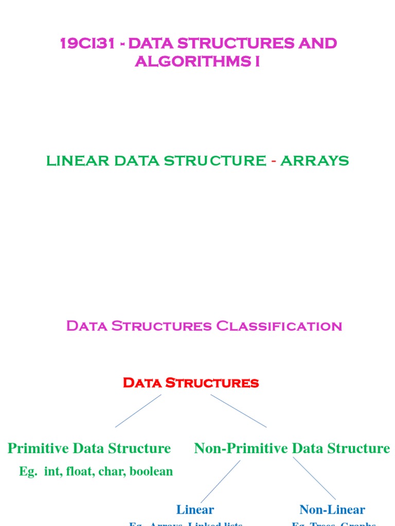 Cse Linear Data Structure Arrays Pdf Mathematics Data Management 0893