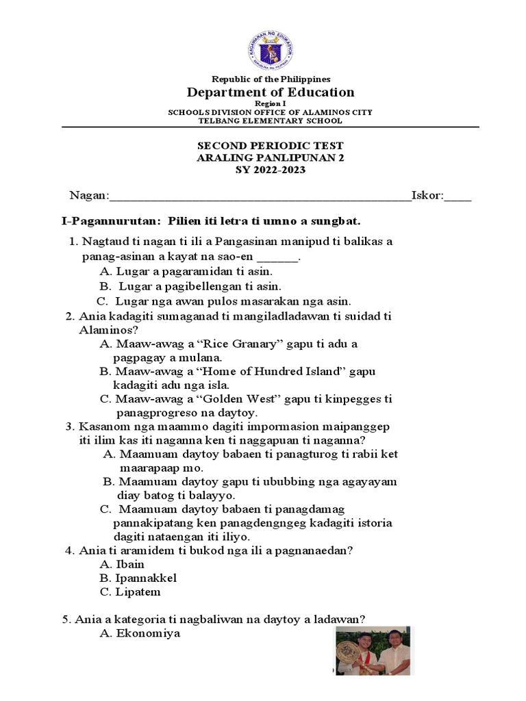 AP 2-2nd Quarter Test Iloko | PDF