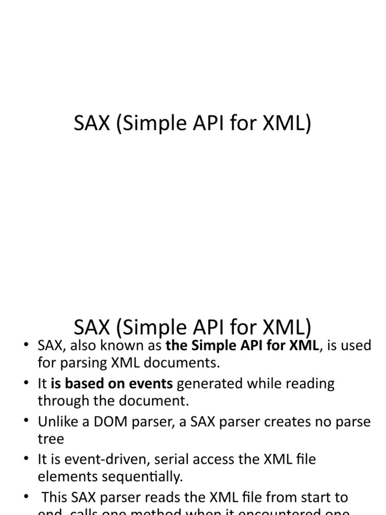 SAX (Simple API For XML) | PDF | Xml | Web Standards
