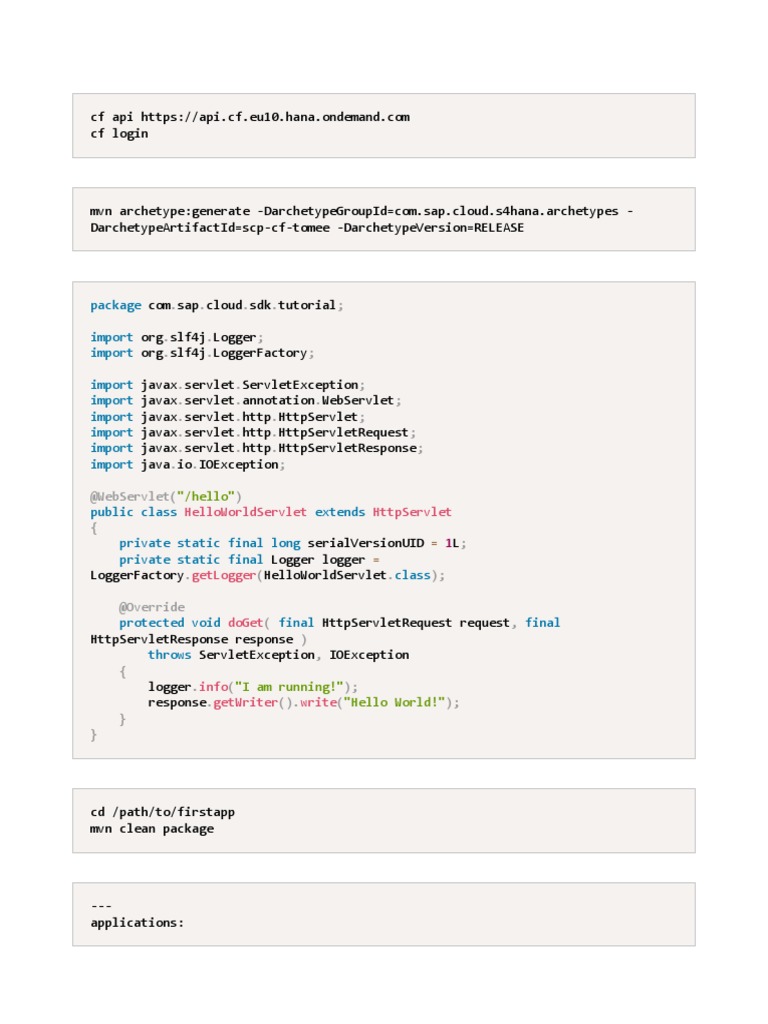 Step 3 With SAP Cloud SDK - HelloWorld On SCP CloudFoundry-CODE | PDF ...