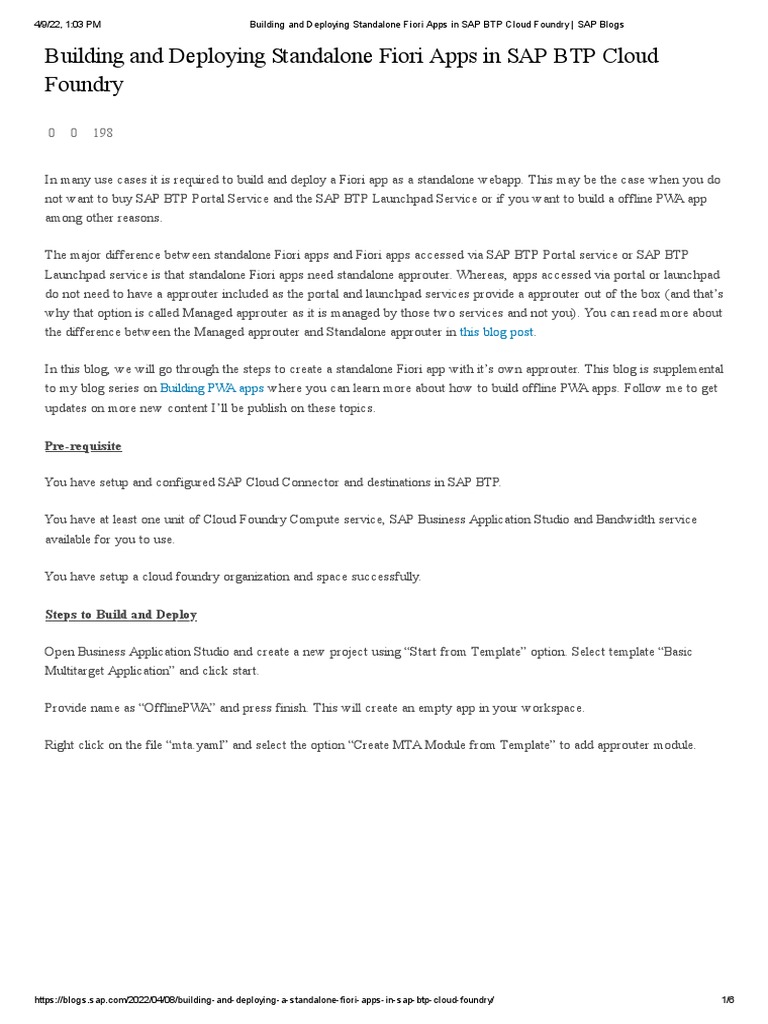 Building and Deploying Standalone Fiori Apps in SAP BTP Cloud Foundry | PDF | Application ...