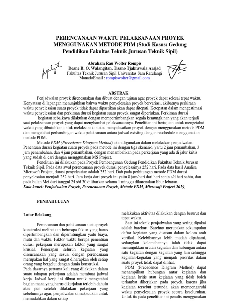 Jurnal Perencanaan Waktu Pelaksanaan Proyek - Abraham Rompis | PDF