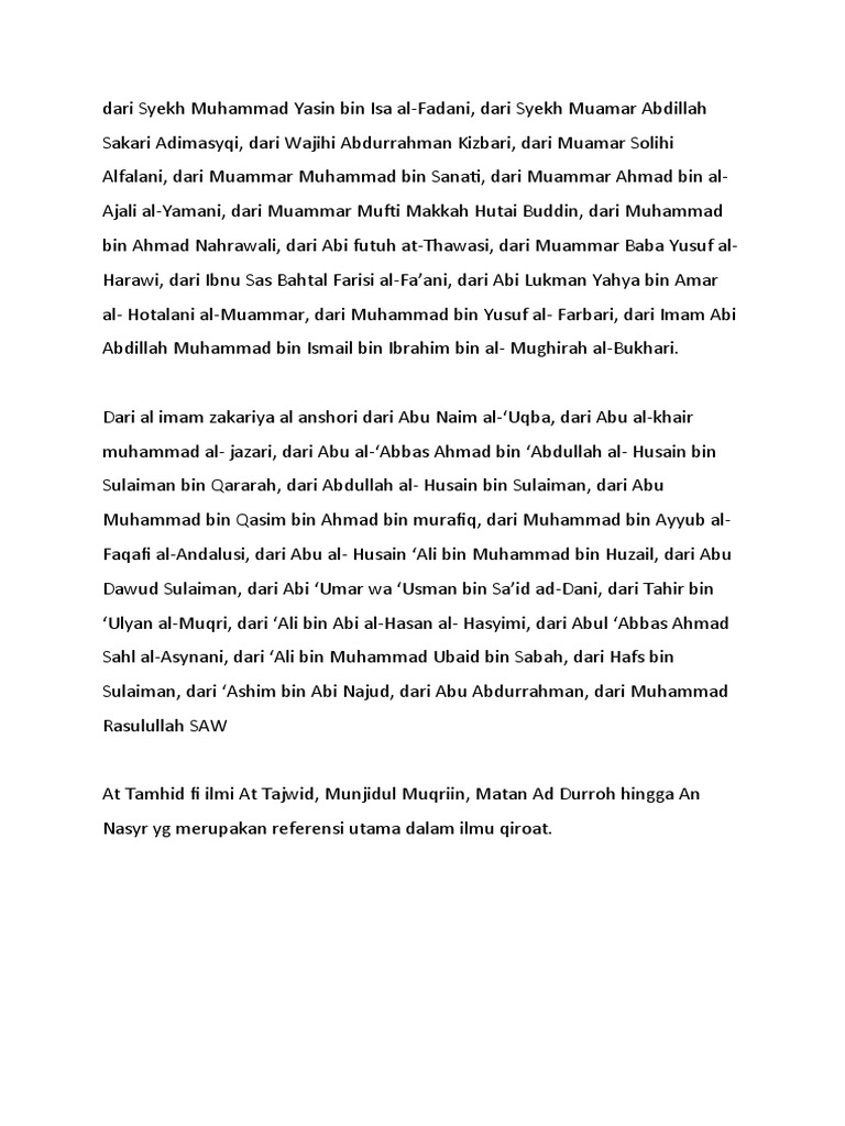 Dari Syekh Muhammad Yasin Bin Isa Al | PDF