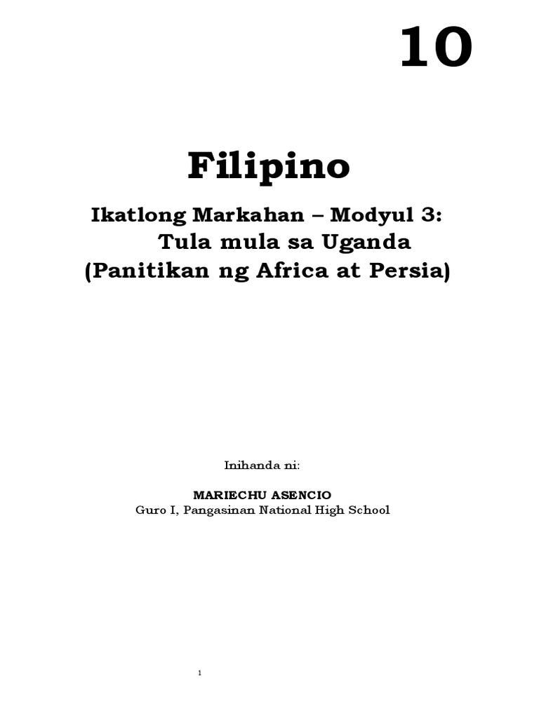 Modyul 3filipino 10 Ikatlong Markahan | PDF