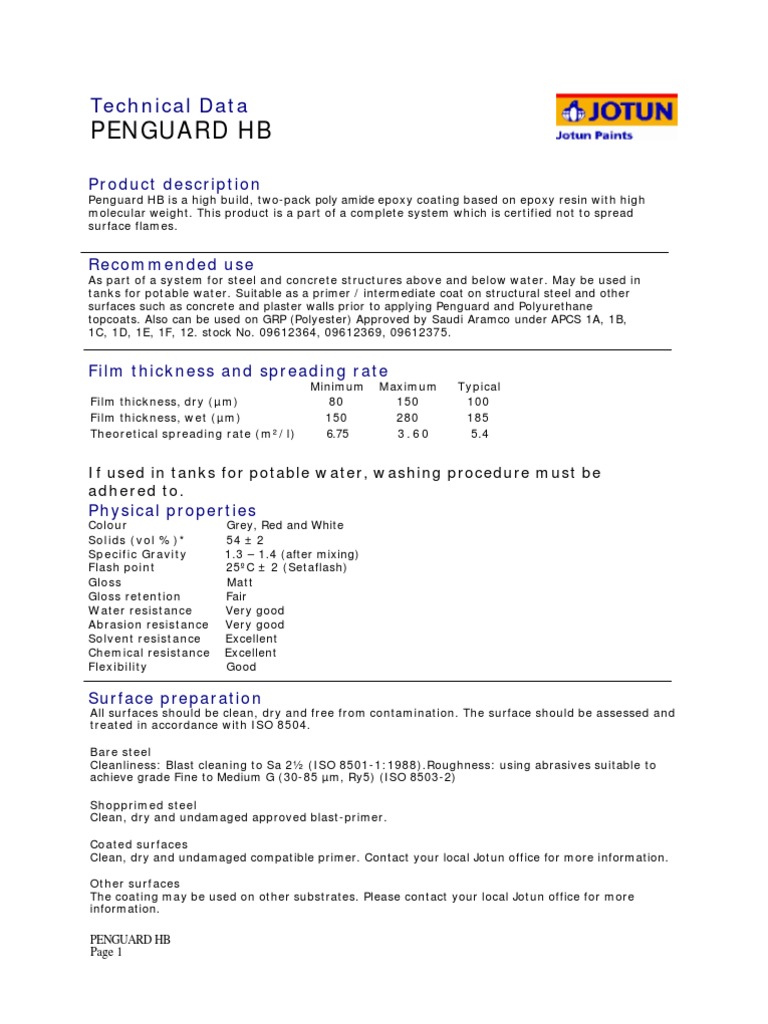 Penguard HB | PDF | Paint | Epoxy