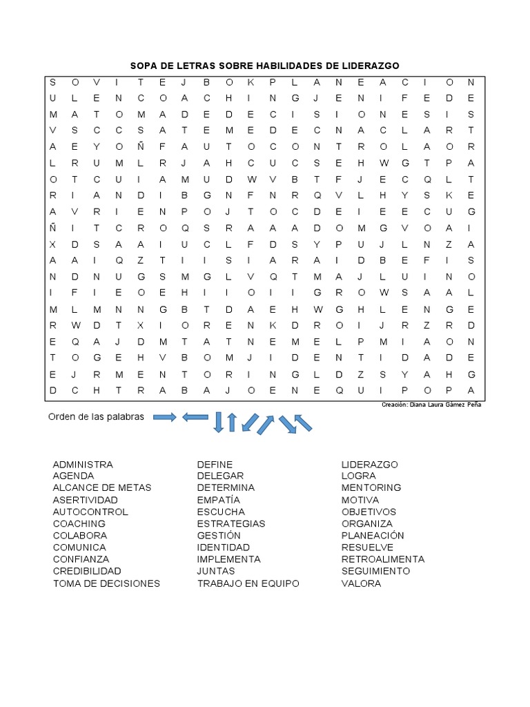 Sopa de Letras Sobre Habilidades de Liderazgo | PDF | Ciencia cognitiva ...