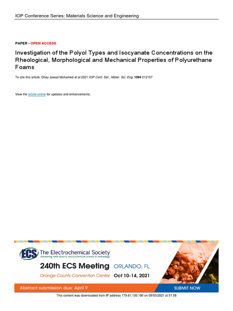 Investigation of The Polyol Types and Isocyanate C | PDF | Polyurethane ...
