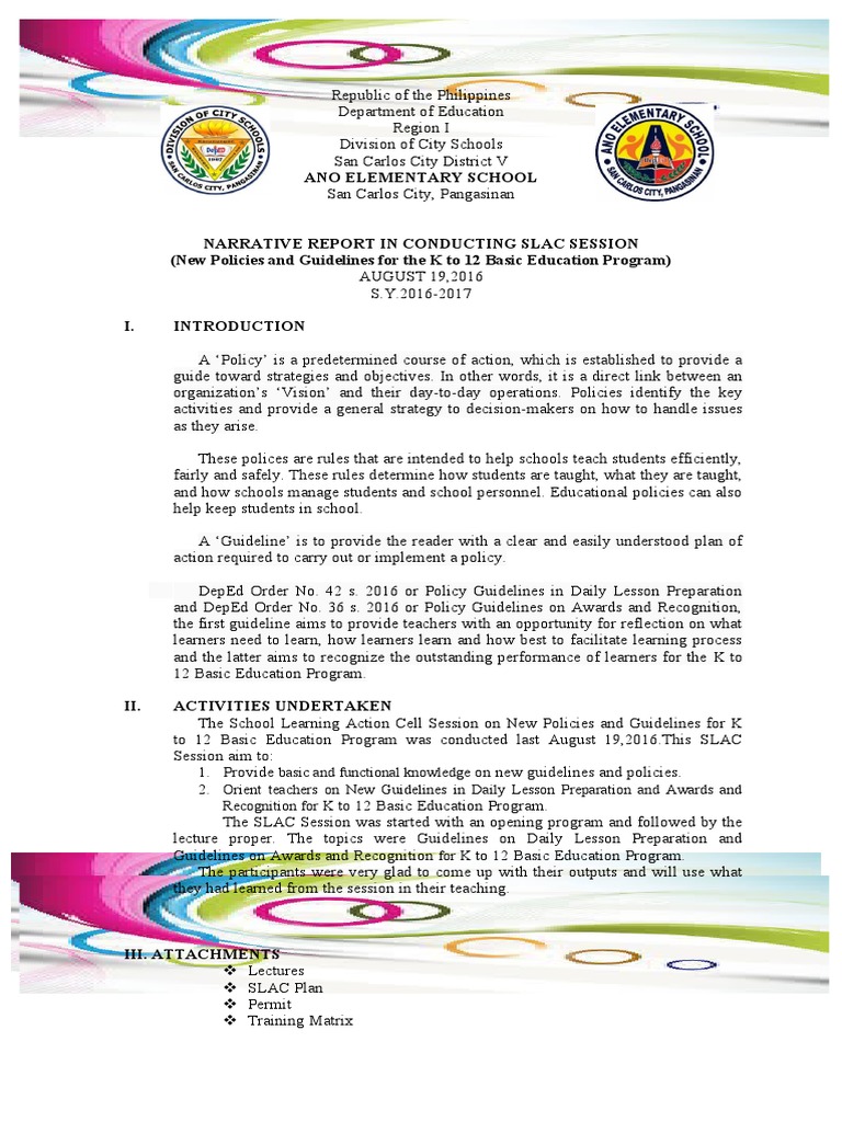Narrativereport Slac | PDF | Policy | Learning
