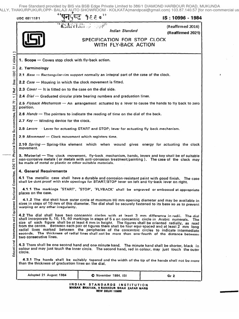 2.IS-10996-1984 (Reaff 2021) (Specification For Stop Clock With Fly ...