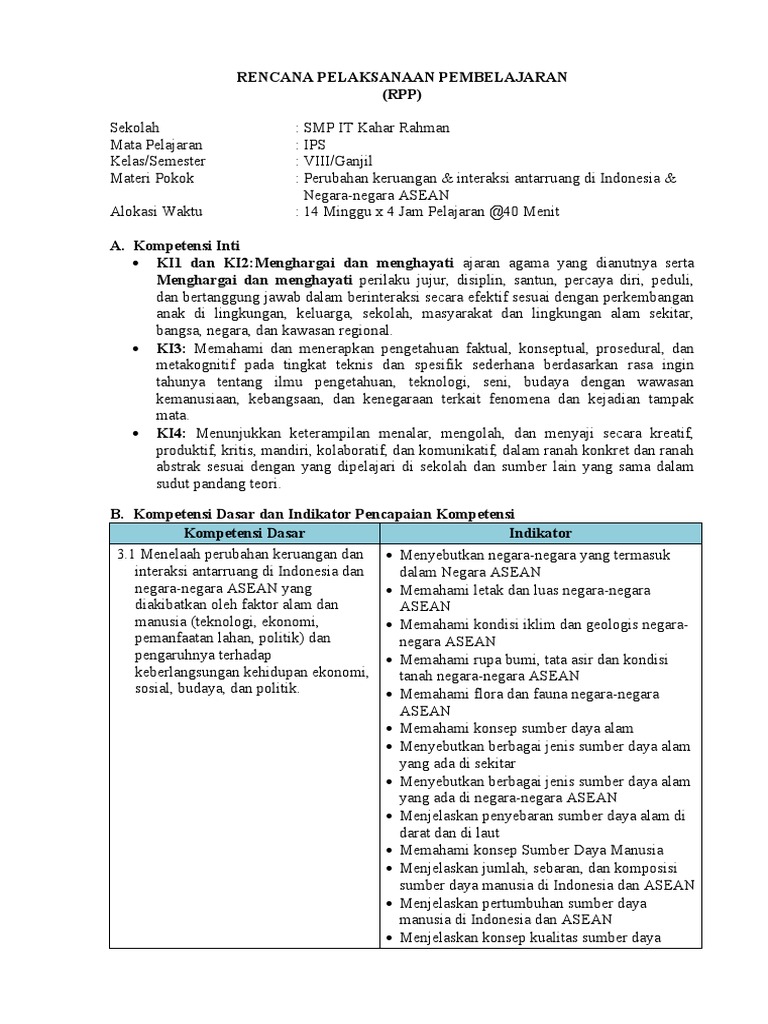RPP Kelas 8 Jsit | PDF
