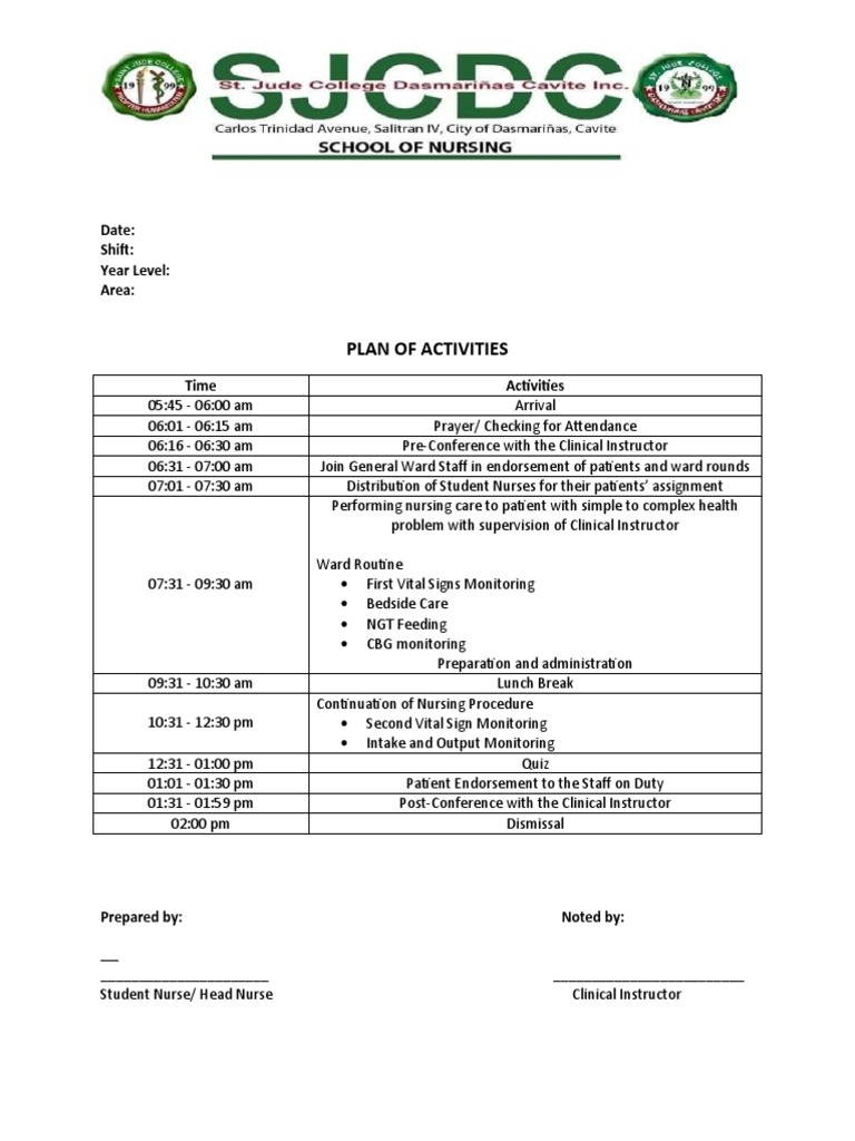 Plan of Activities WARD | PDF