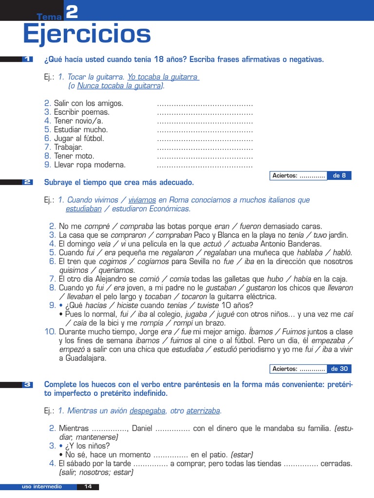 Pretéritos Indefinido e Imperfecto | PDF